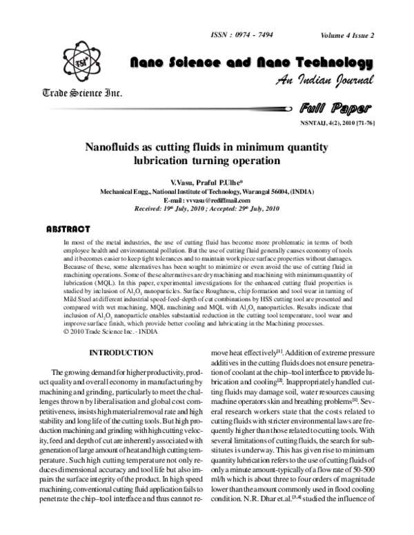 (PDF) Nanofluids as cutting fluids in minimum quantity lubrication turning operation | Praful ...