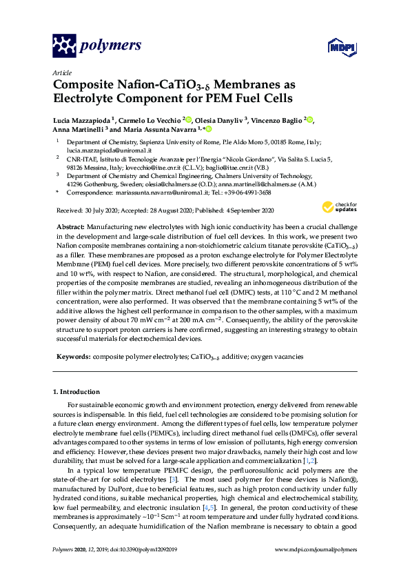 (PDF) Composite Nafion-CaTiO3-δ Membranes as Electrolyte Component for ...