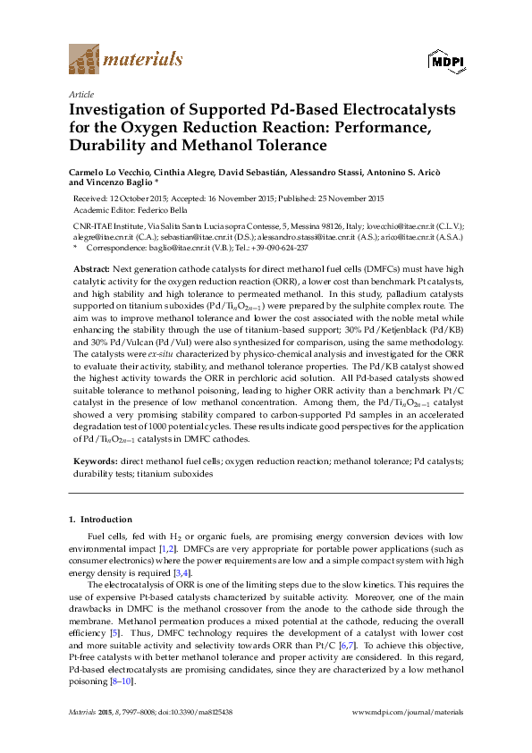 (PDF) Investigation of Supported Pd-Based Electrocatalysts for the ...