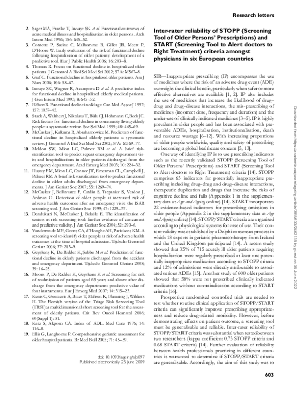 (PDF) Inter-rater reliability of STOPP (Screening Tool of Older Persons ...