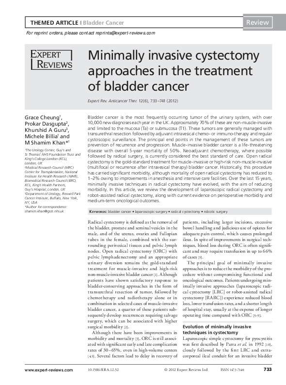 (PDF) Minimally invasive cystectomy approaches in the treatment of ...