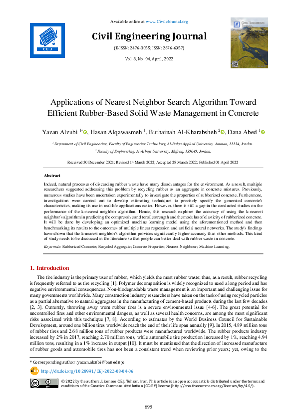 (PDF) Applications of Nearest Neighbor Search Algorithm Toward Efficient Rubber-Based Solid ...
