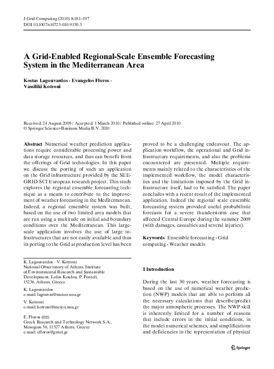 (PDF) A Grid-Enabled Regional-Scale Ensemble Forecasting System in the Mediterranean Area