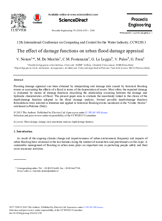 (PDF) The Effect of Damage Functions on Urban Flood Damage Appraisal