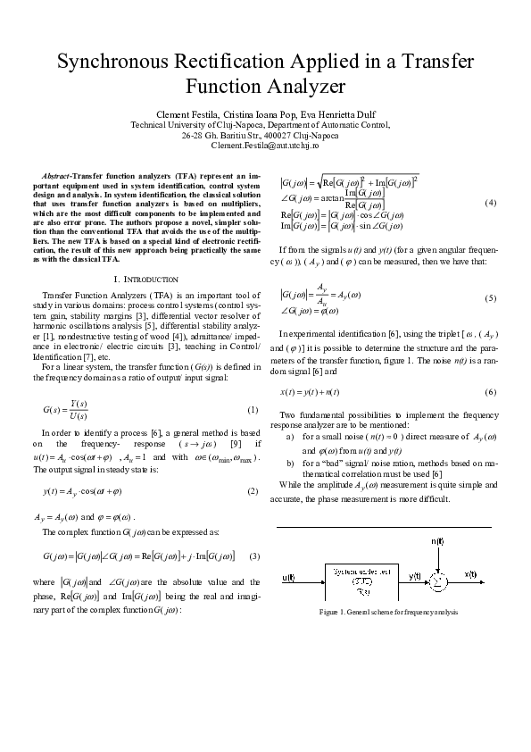 (PDF) Synchronous rectification applied in a transfer function analyzer