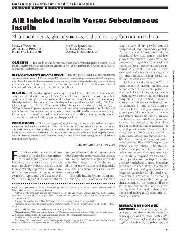 (PDF) AIR Inhaled Insulin Versus Subcutaneous Insulin