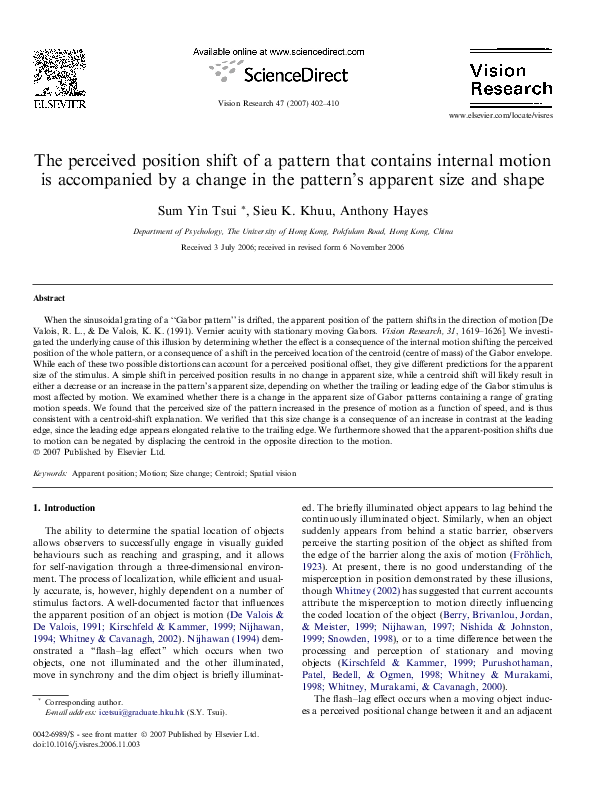 (PDF) The perceived position shift of a pattern that contains internal ...