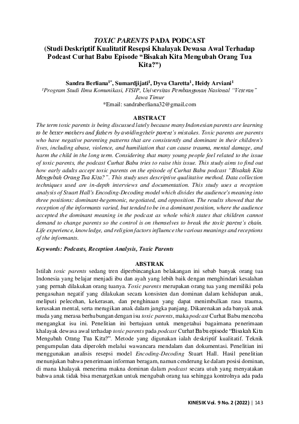 (PDF) Toxic Parents Pada Podcast