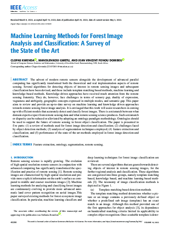 (PDF) Machine Learning Methods for Forest Image Analysis and Classification: A Survey of the ...