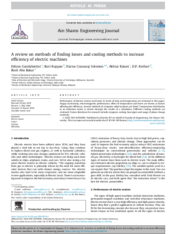 (PDF) A review on methods of finding losses and cooling methods to ...