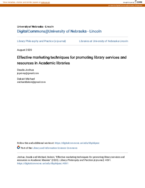 (PDF) Effective marketing techniques for promoting library services and ...