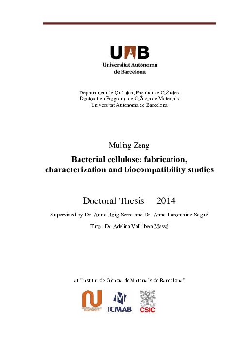 (PDF) Bacterial cellulose: fabrication, characterization and ...