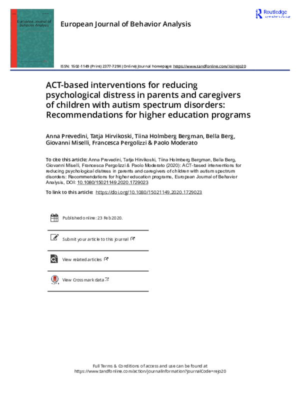 (PDF) ACT-based interventions for reducing psychological distress in ...