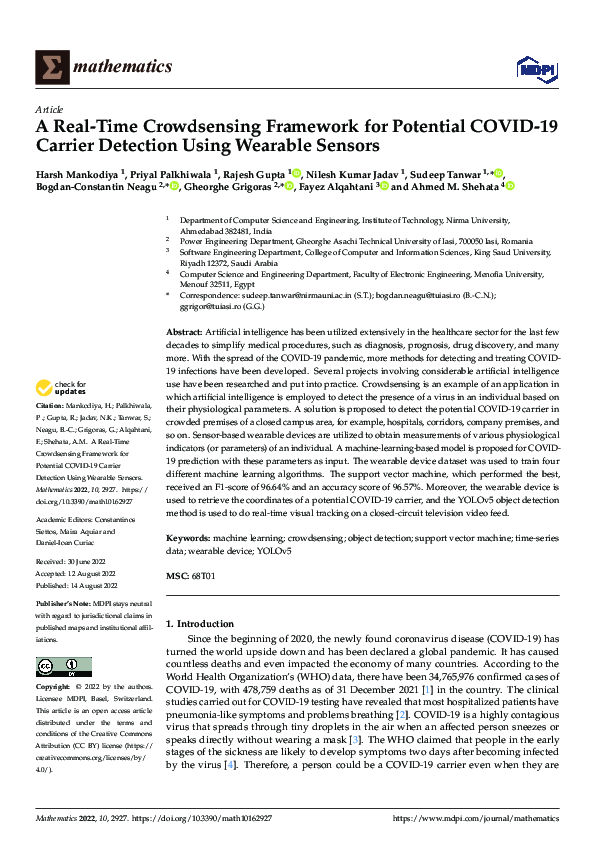 (PDF) A Real-Time Crowdsensing Framework for Potential COVID-19 Carrier ...