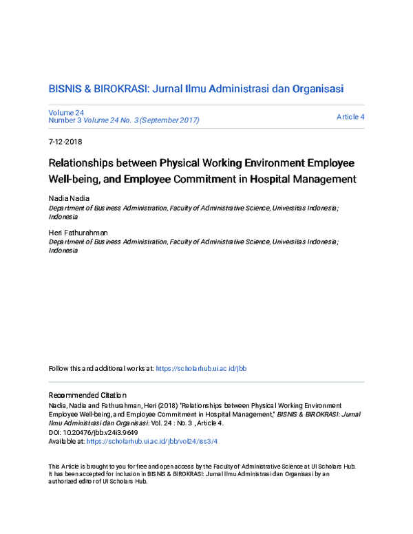 (PDF) Relationships between Physical Working Environment Employee Well ...