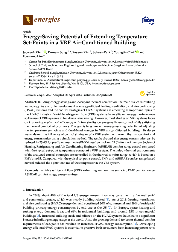 (PDF) Energy-Saving Potential of Extending Temperature Set-Points in a ...