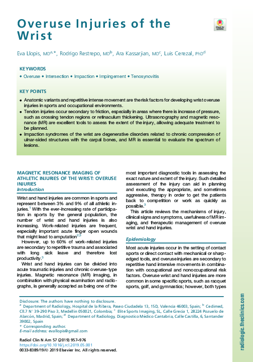 (PDF) Overuse Injuries of the Wrist