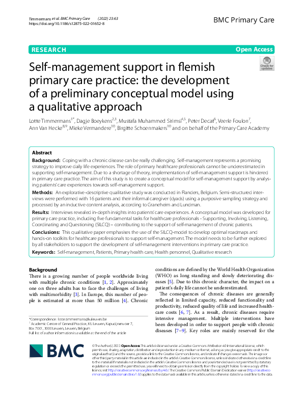 (PDF) Self-management support in flemish primary care practice: the development of a preliminary ...