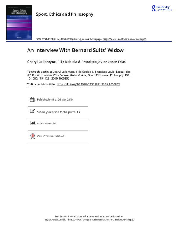 (PDF) An Interview With Bernard Suits' Widow