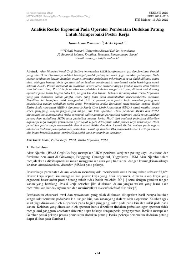 (PDF) Analisis Resiko Ergonomi Pada Operator Pembuatan Dudukan Patung ...