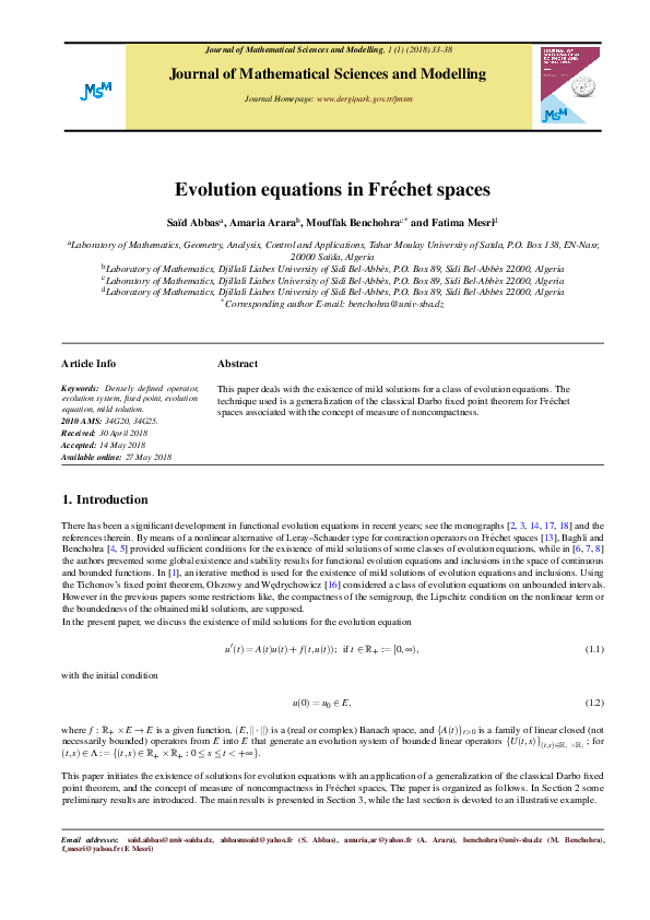 (PDF) Evolution equations in Fréchet spaces