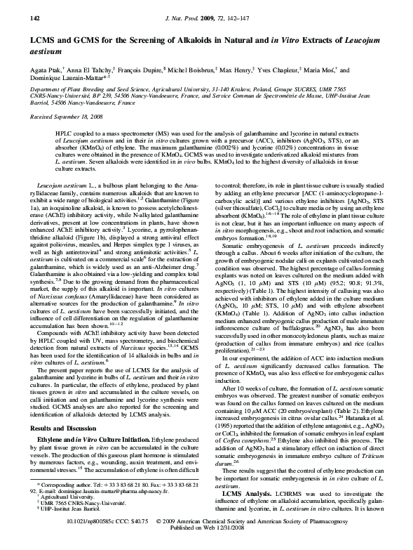 (PDF) LCMS and GCMS for the Screening of Alkaloids in Natural and in ...