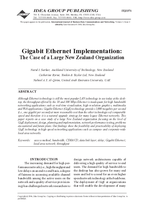 (PDF) Gigabit Ethernet Implementation