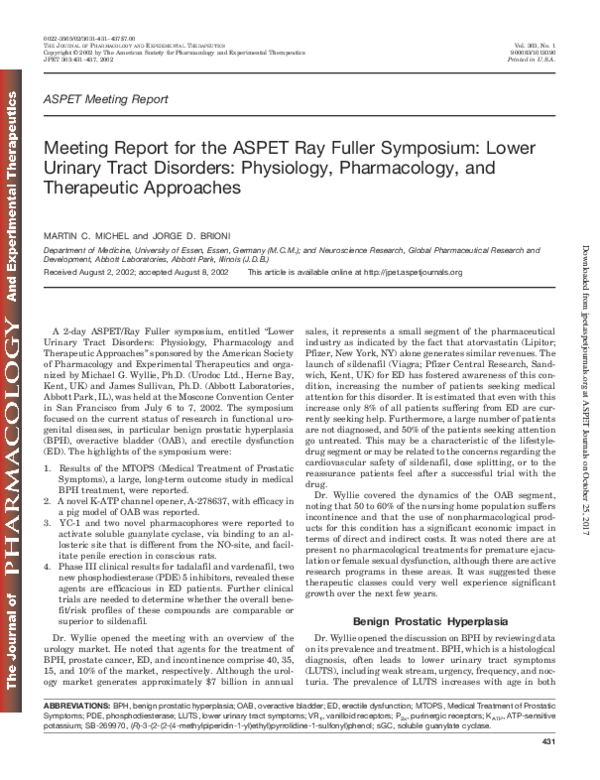 (PDF) Meeting Report for the ASPET Ray Fuller Symposium: Lower Urinary ...