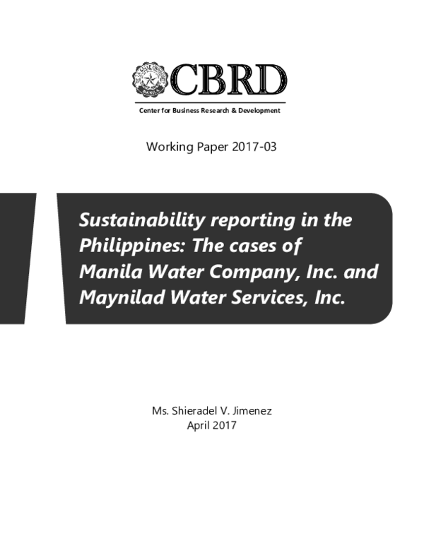(PDF) Sustainability reporting in the Philippines: The cases of Manila ...