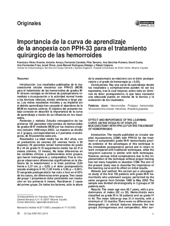 (PDF) Importancia de la curva de aprendizaje de la anopexia con PPH-33 ...