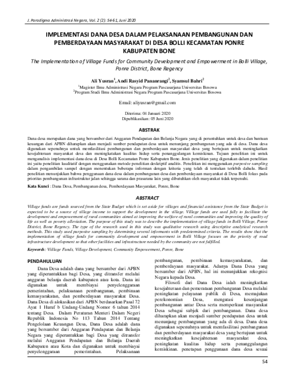 Pdf Implementasi Dana Desa Dalam Pelaksanaan Pembangunan Dan