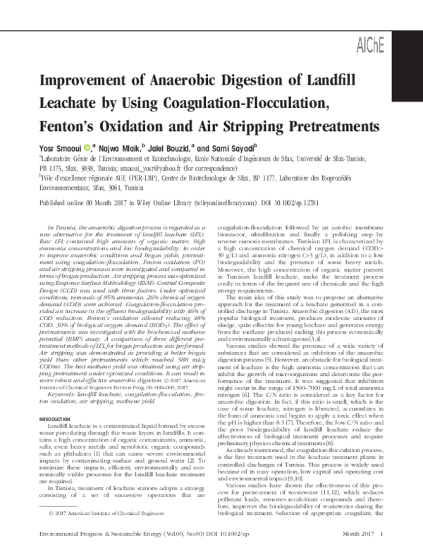 (PDF) Improvement of anaerobic digestion of landfill leachate by using ...
