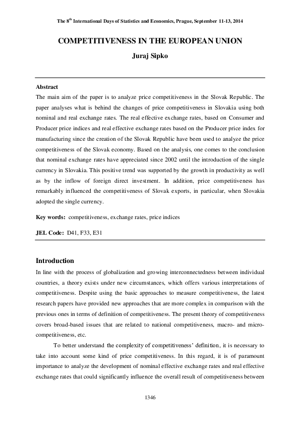(PDF) Competitiveness in the European Union