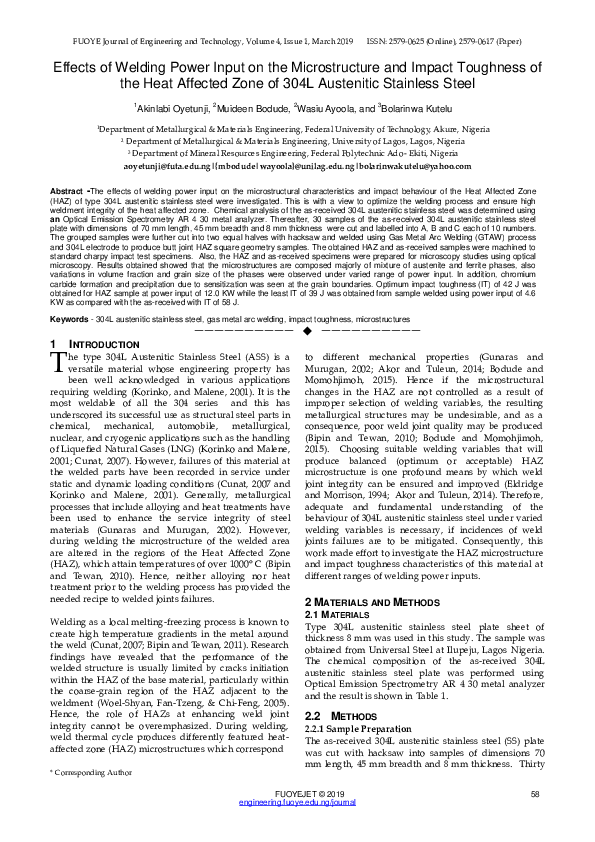 (PDF) Effects of Welding Power Input on the Microstructure and Impact Toughness of the Heat ...