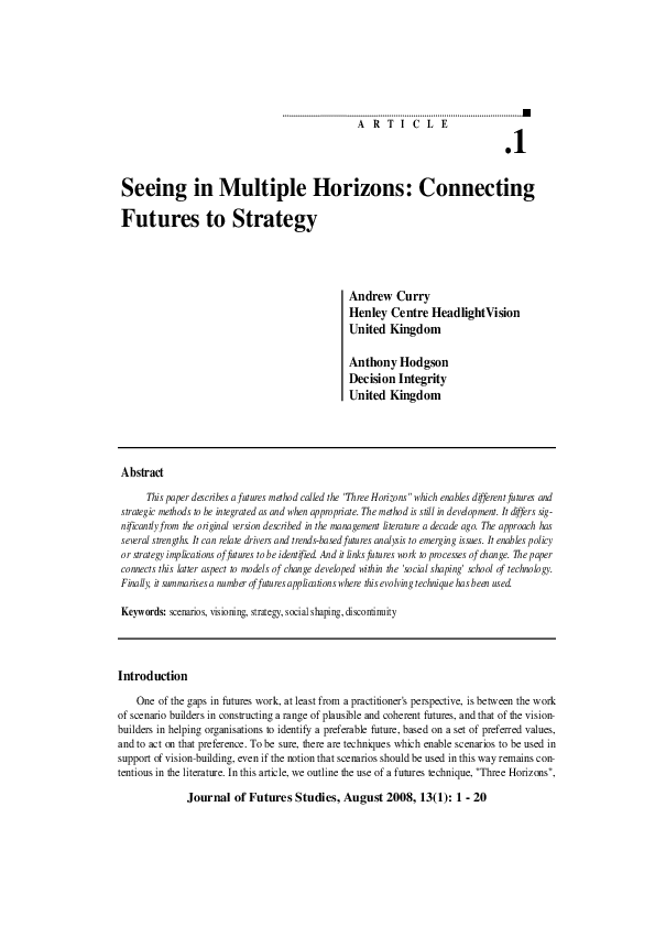 (PDF) Seeing in multiple horizons: connecting futures to strategy