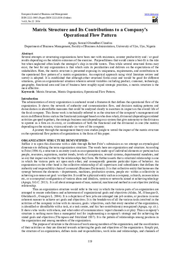 (PDF) Matrix Structure and Its Contributions to a Company’s Operational ...