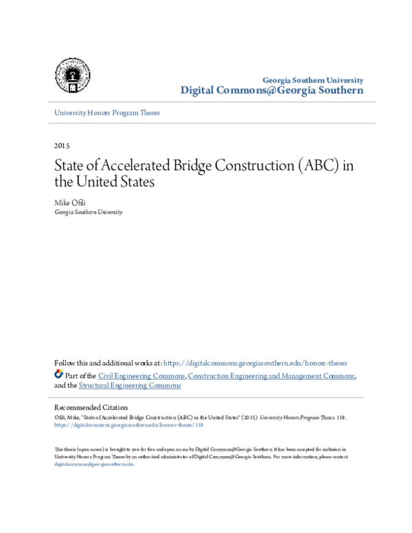 (PDF) State of Accelerated Bridge Construction (ABC) in the United States