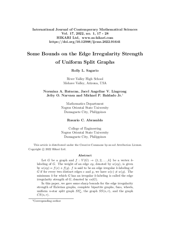 (PDF) Some bounds on the edge irregularity strength of uniform split ...