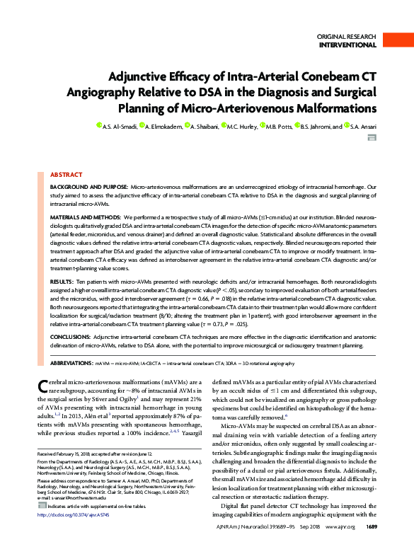 (PDF) Adjunctive Efficacy of Intra-Arterial Conebeam CT Angiography ...
