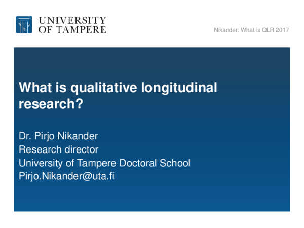 (PDF) Qualitative Longitudinal Research | Pirjo Nikander - Academia.edu