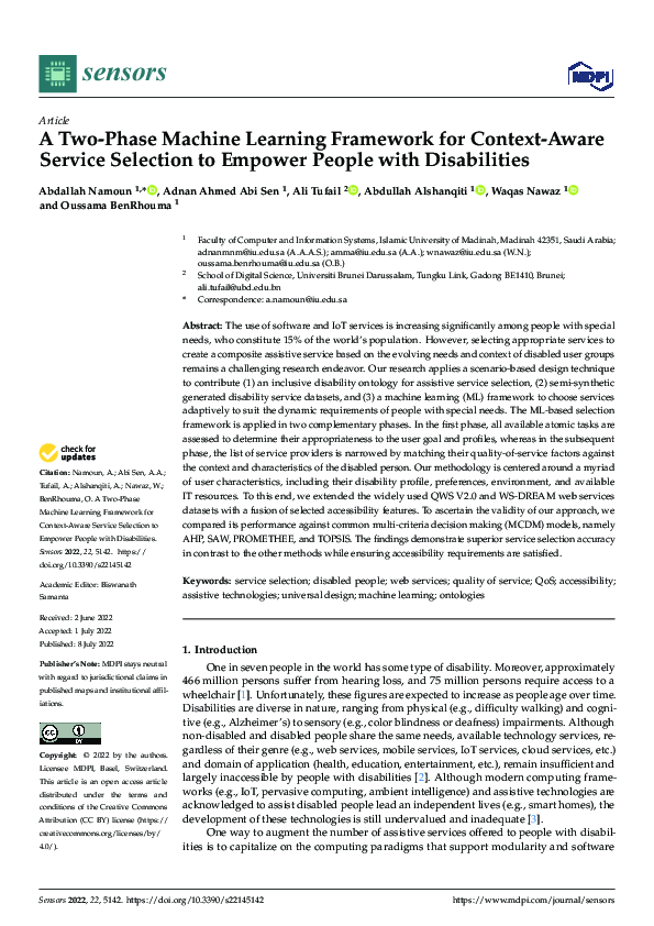 (PDF) A Two-Phase Machine Learning Framework for Context-Aware Service Selection to Empower ...