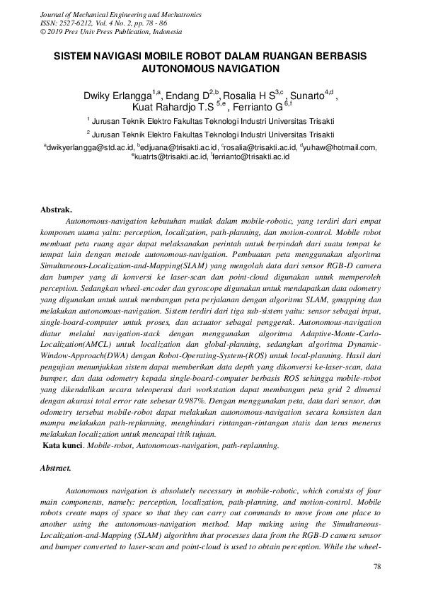 (PDF) Sistem Navigasi Mobile Robot Dalam Ruangan Berbasis Autonomous Navigation
