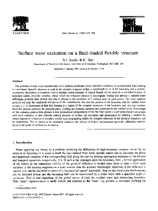 (PDF) Surface wave excitation on a fluid-loaded flexible structure ...