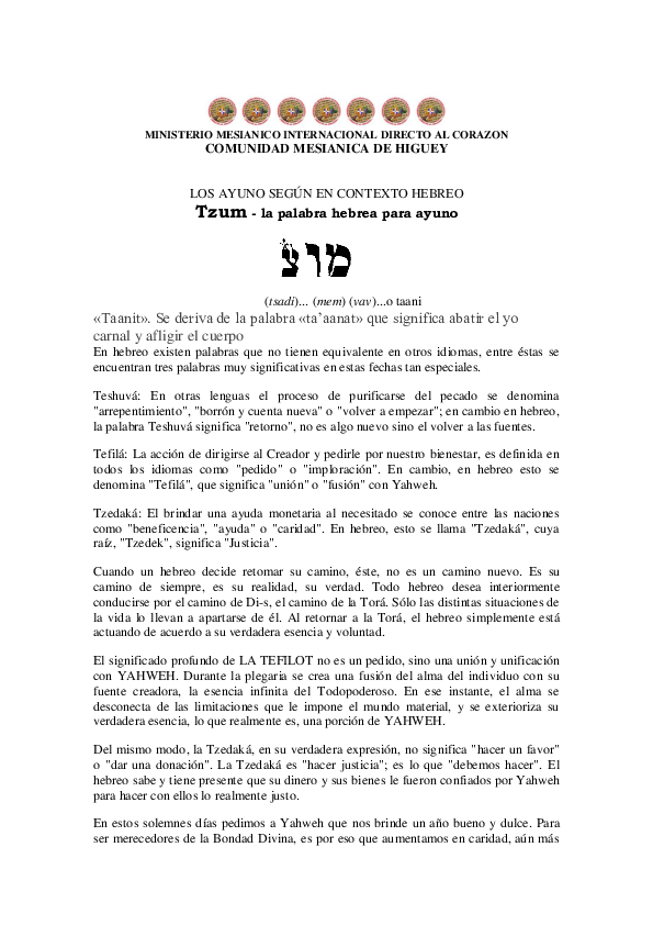 (PDF) El Ayuno en el contexto judío