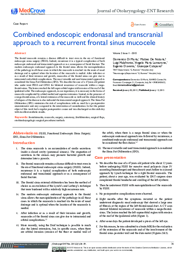 (PDF) Combined Endoscopic Endonasal and Transcranial Approach To a ...