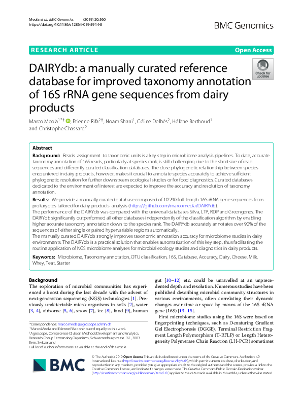 (PDF) DAIRYdb: a manually curated reference database for improved ...
