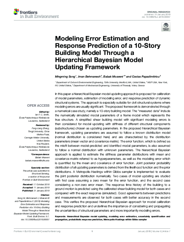 (PDF) Modeling Error Estimation and Response Prediction of a 10-Story ...