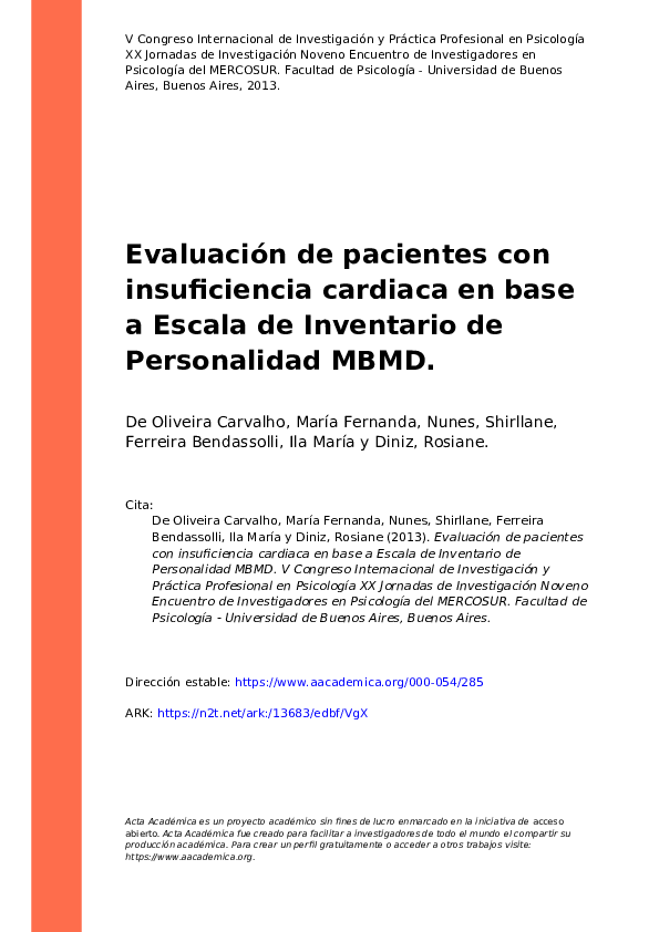 (PDF) Evaluación De Pacientes Con Insuficiencia Cardiaca en Base a ...