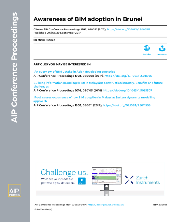 (PDF) Awareness of BIM adoption in Brunei