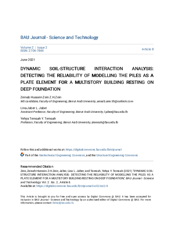 (PDF) Dynamic Soil-Structure Interaction Analysis: Detecting the Reliability of Modelling the ...